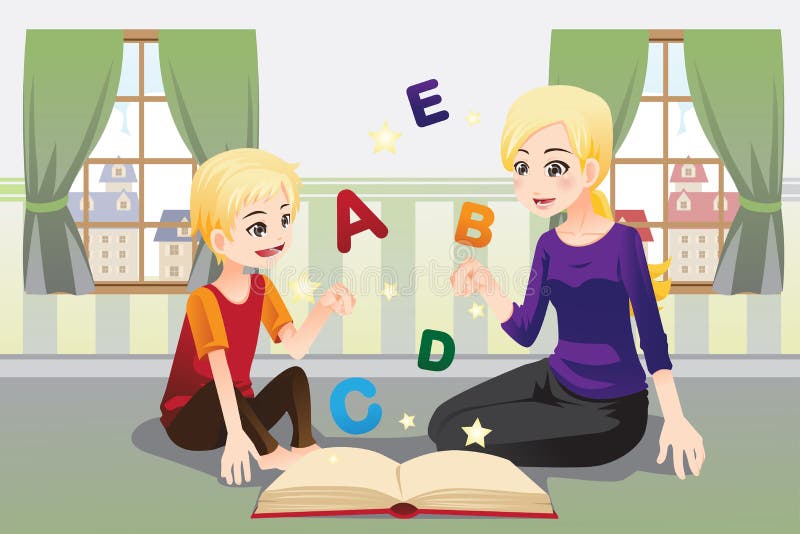 Mother teaching her child stock vector. Illustration of homeschooling ... Mother teaching her child stock vector. Illustration of homeschooling ...