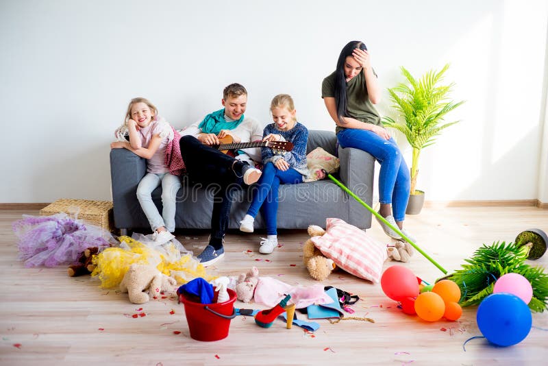Kids Created a Mess at Home Stock Image - Image of housekeeping, carpet ...