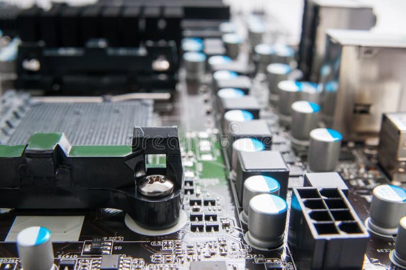 Motherboard aerial view stock photo. Image of parts, components - 63297368