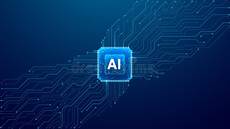 Motherboard, AI Chip on Tech Bg. Vector Illustration Stock Vector ...