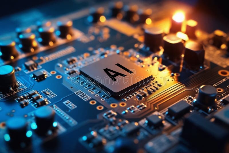 Motherboard with AI Sign at the Cpu - Generative AI Stock Illustration ...