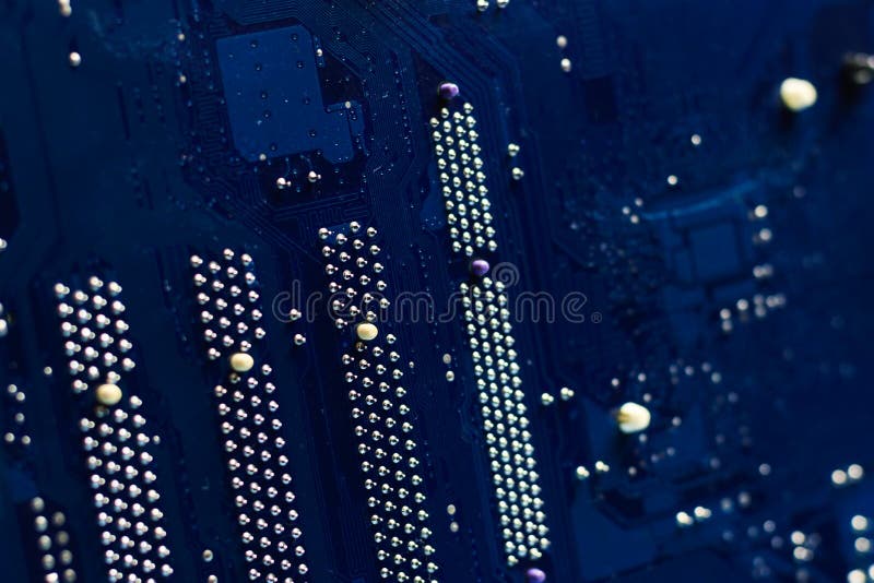 . Motherboard. on the Back Side. Shallow Depth of Field, Blue Stock ...