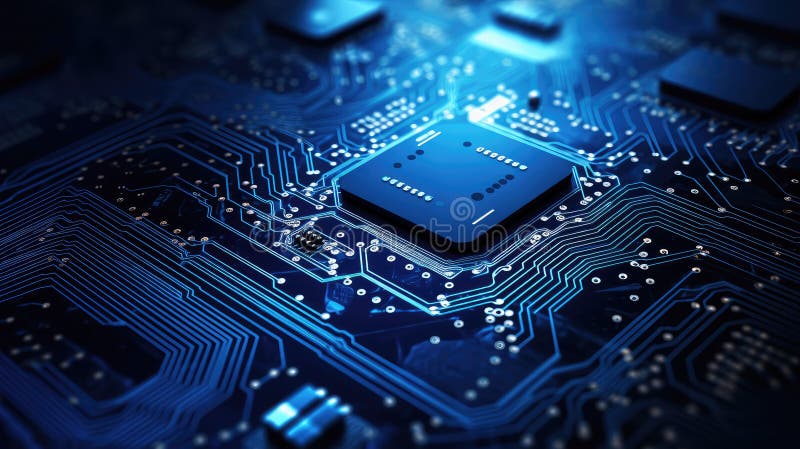 Motherboard Blue Computer Technology Background Stock Illustration ...