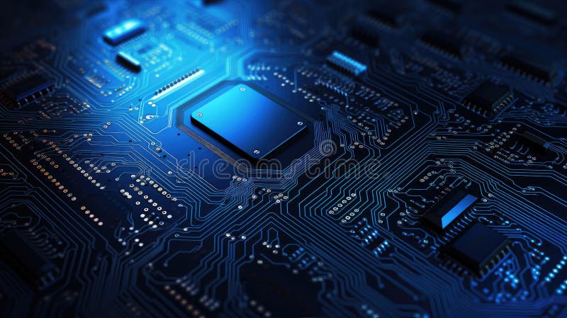 Motherboard Blue Computer Technology Background Stock Illustration ...
