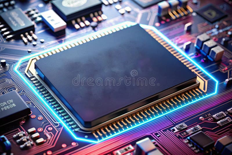 Motherboard with Brain Technology and Gaming RAM Stock Illustration ...