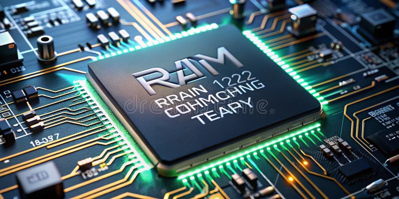 Motherboard with Brain Technology and Gaming RAM Stock Illustration ...