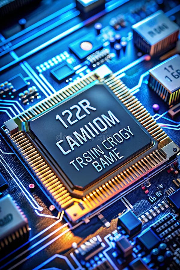 Motherboard with Brain Technology and Gaming RAM Stock Illustration ...