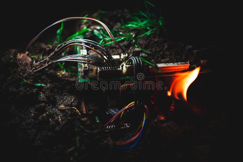 Motherboard caught fire stock image. Image of computer - 55574835