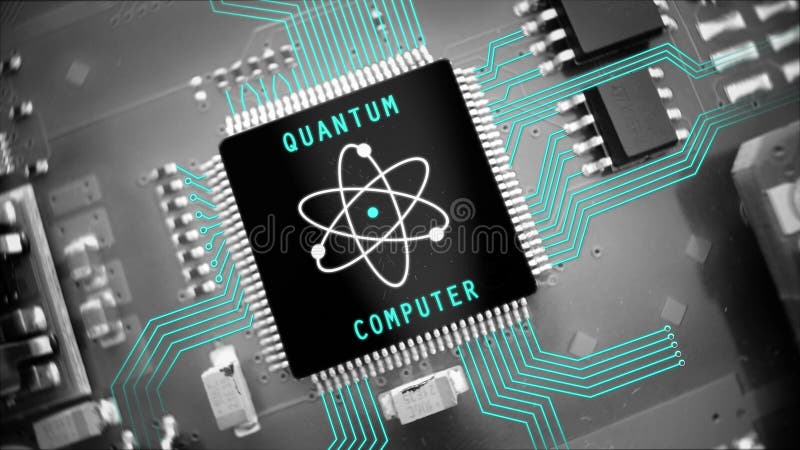 Motherboard Circuit with a Quantum Computer Chip Animated Electric ...