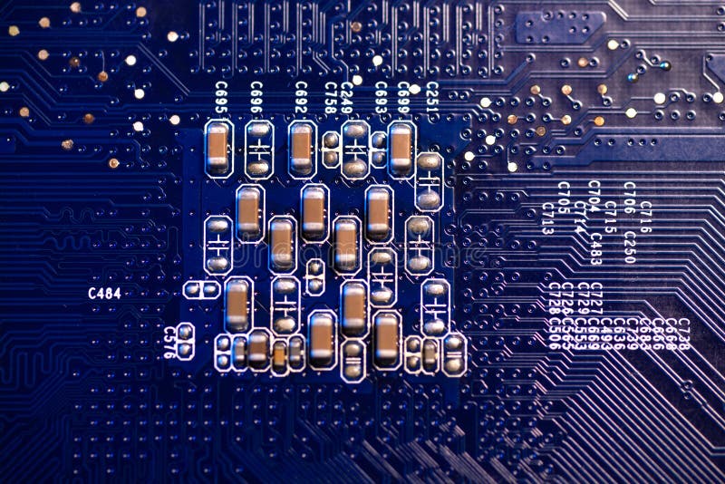 Motherboard Close-up with Contacts, Desktop PC. Computer Technology ...