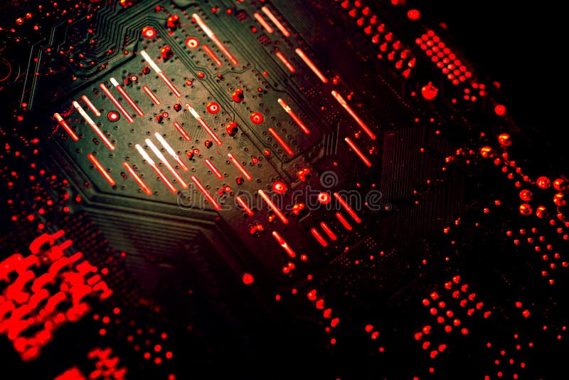 Motherboard Close-up with Contacts, Desktop PC. Computer Technology ...