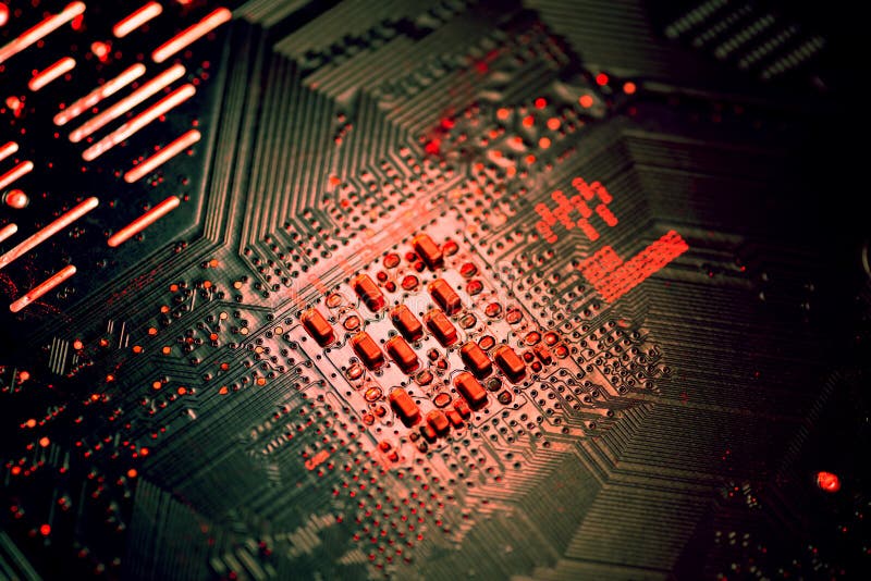 Motherboard Close-up with Contacts, Desktop PC. Computer Technology ...