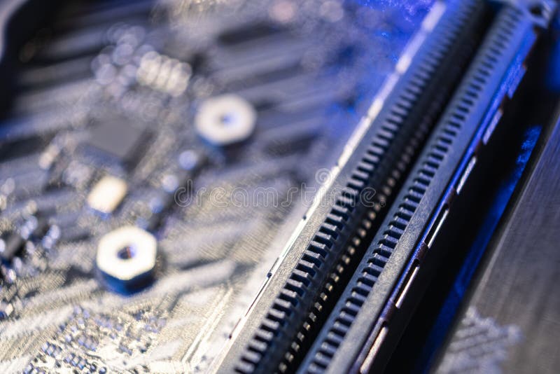 Motherboard Close-up on Modern Powerful Desktop PC Stock Image - Image ...