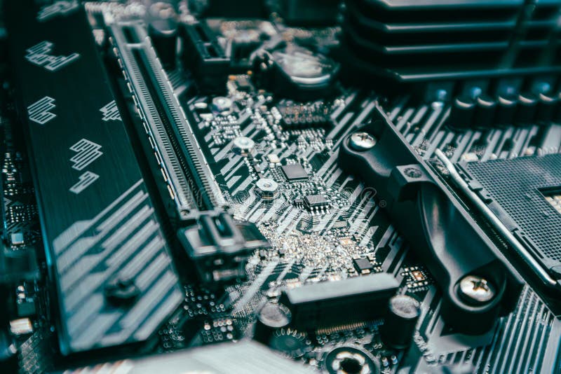 Motherboard Close-up on Modern Powerful Desktop PC Stock Image - Image ...