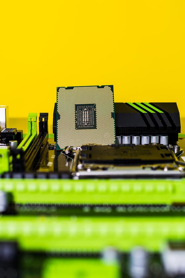 Motherboard Closeup with Blurry Background. Computer Components of the ... Motherboard Closeup with Blurry Background. Computer Components of the ...