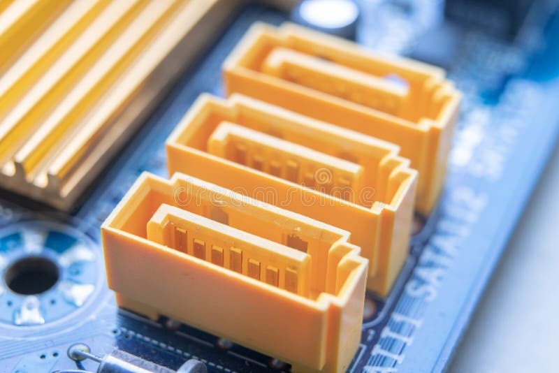 The Motherboard and Computer Components. Computer Accessories on a ...