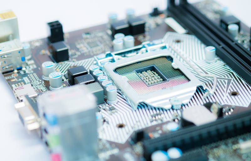 Cpu Chipset On Printed Circuit Board Pcb Close Up. Stock Image - Image ...