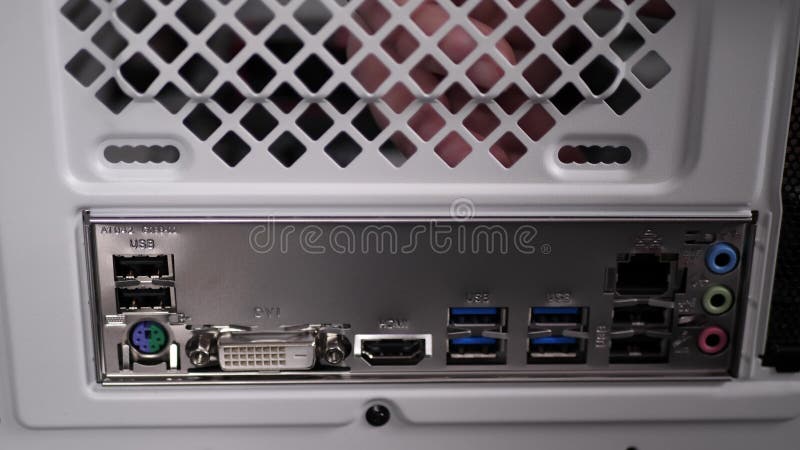 Motherboard Connectors are Placed in Special Holes Case of System Unit ...