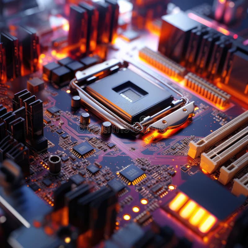 Motherboard and CPU stock illustration. Illustration of intellect ...