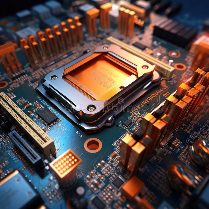 Motherboard and CPU stock illustration. Illustration of microprocessor ...
