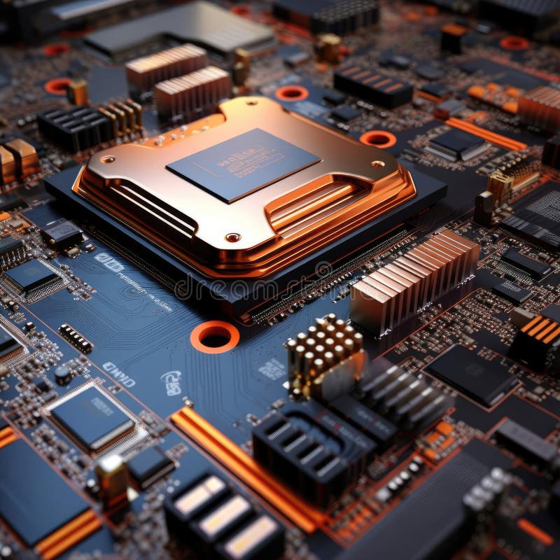 Motherboard and CPU stock illustration. Illustration of motherboard ...