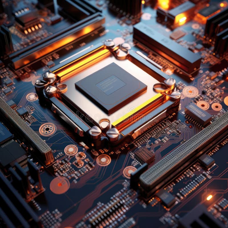 Motherboard and CPU stock illustration. Illustration of board - 288921216