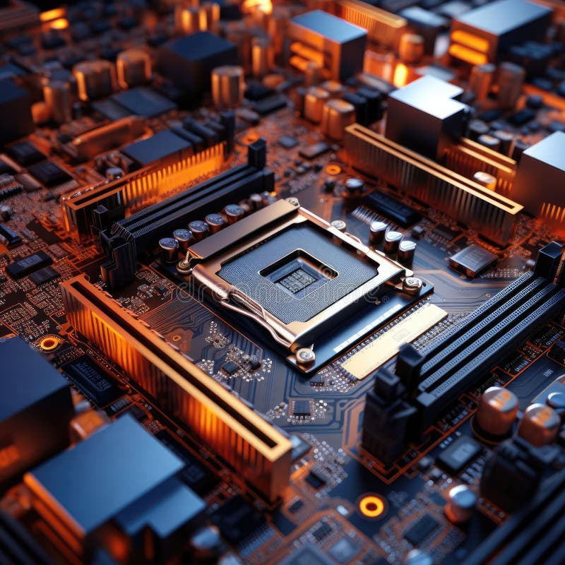 Motherboard and CPU stock illustration. Illustration of binary - 288921508