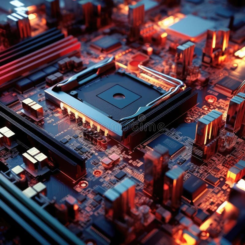 Motherboard and CPU stock illustration. Illustration of data - 288921517