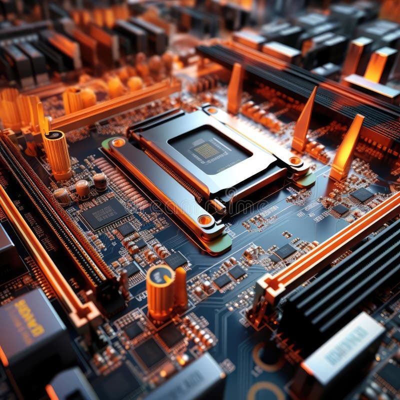 Motherboard and CPU stock illustration. Illustration of processor ...