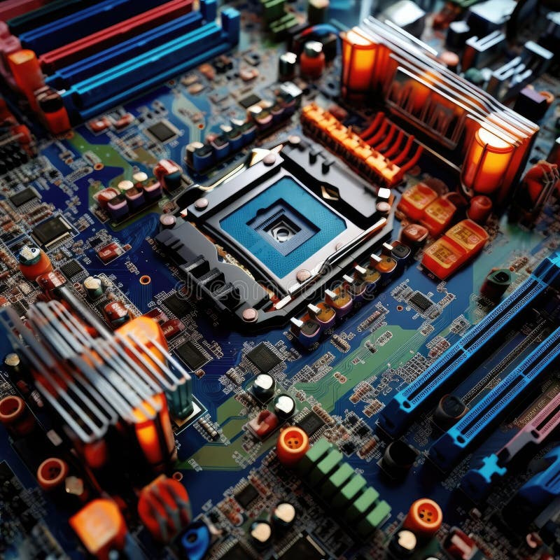 Motherboard and CPU stock photo. Image of data, network - 288922484