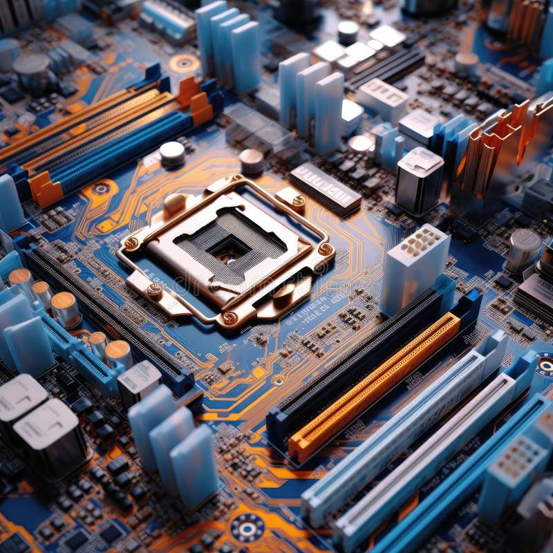 Motherboard and CPU stock image. Image of electronic - 288922899