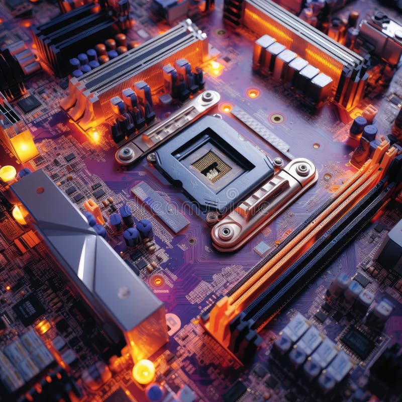 Motherboard and CPU stock photo. Image of network, technology - 288923054