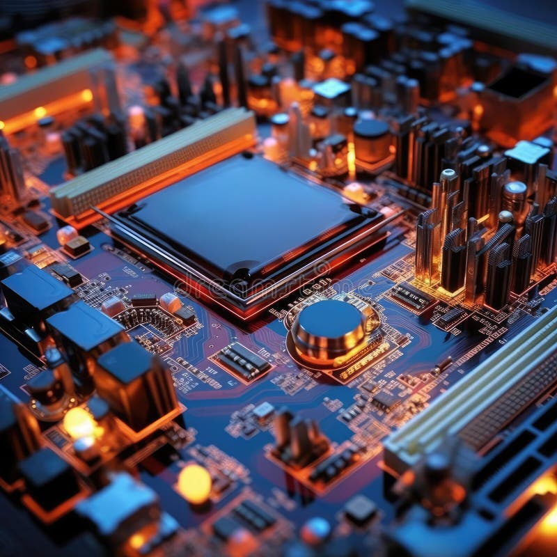 Motherboard and CPU stock photo. Image of network, information - 288923148