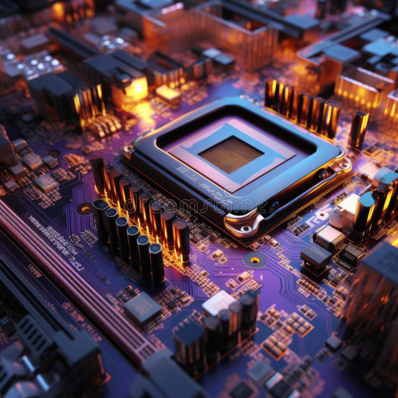 Motherboard and CPU stock photo. Image of binary, data - 288923318