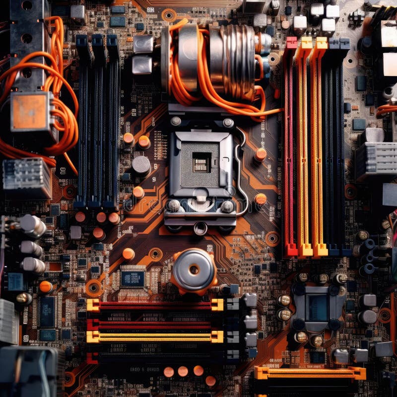 Motherboard and CPU stock photo. Image of hardware, science - 288923336