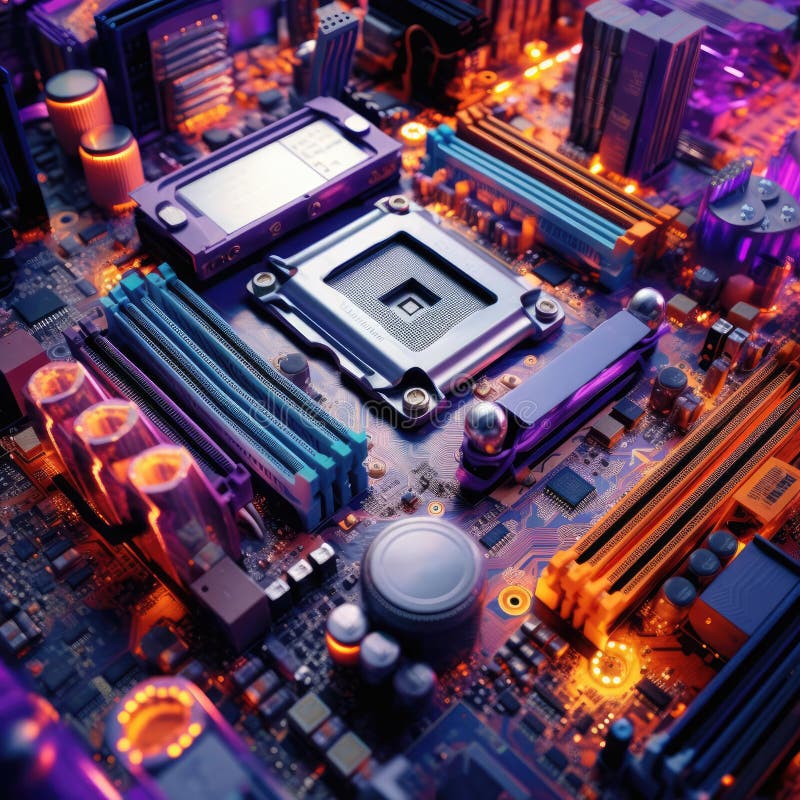Motherboard and CPU stock image. Image of light, intellect - 288923419