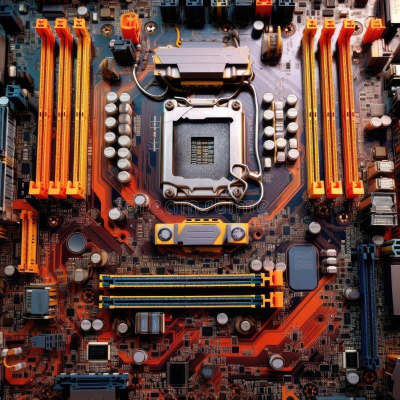 Motherboard and CPU stock photo. Image of signs, microchip - 288923512