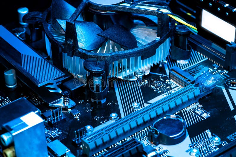 Motherboard, CPU, Cooler and Memory on Motherboard Stock Image - Image ...