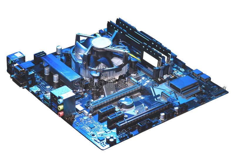 Motherboard for PC Isolated on White Background Stock Photo - Image of ...