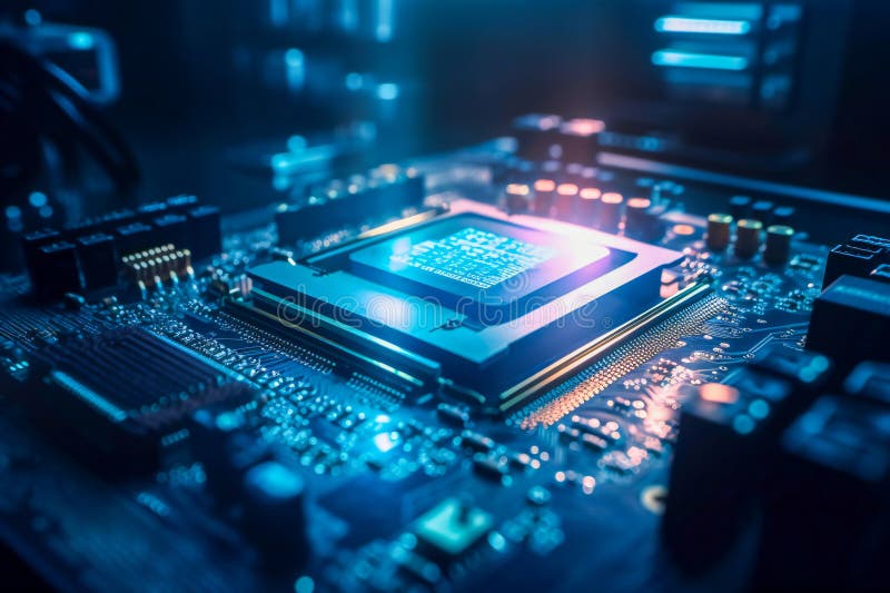 A Motherboard with a CPU on it. AI Generated. Stock Illustration ...