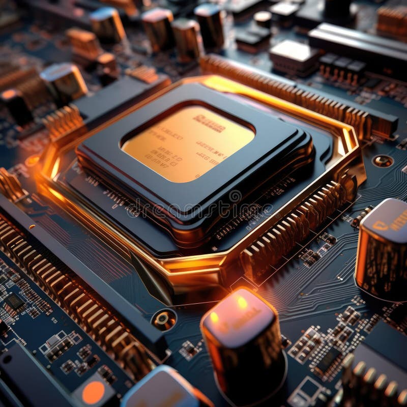 Motherboard and CPU stock illustration. Illustration of intellect ...