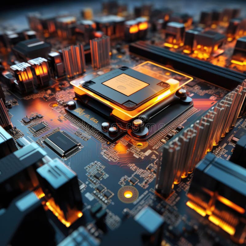 Motherboard and CPU stock illustration. Illustration of signs - 289148898