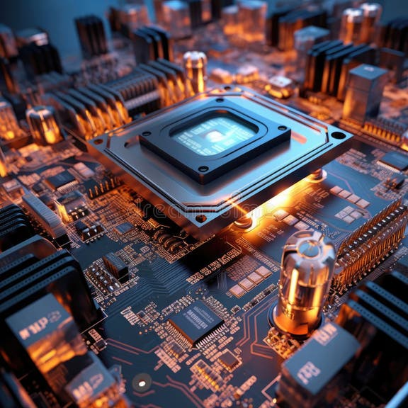 Motherboard and CPU stock illustration. Illustration of intellect ...