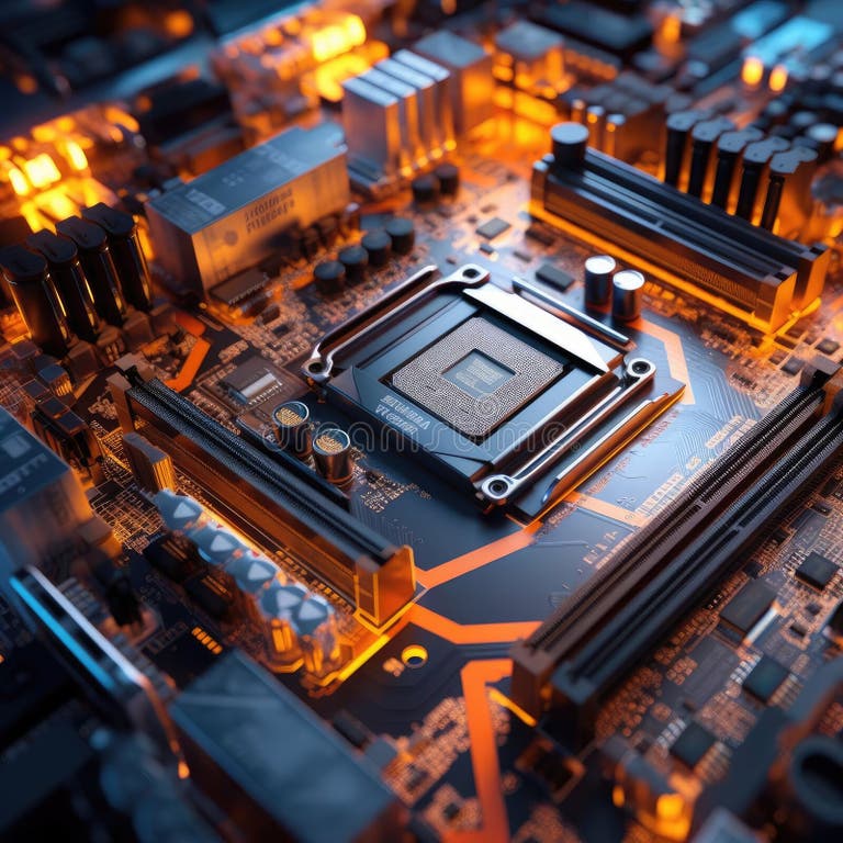 Motherboard and CPU stock illustration. Illustration of code - 289152334