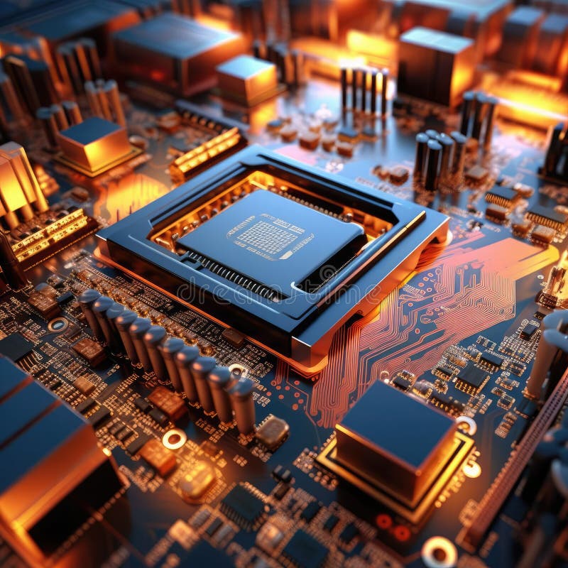 Motherboard and CPU stock illustration. Illustration of code - 289152705