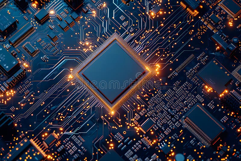 Motherboard with CPU Socket. Computer Hardware Chipset Components Close ...