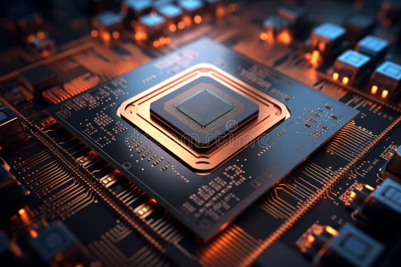 Motherboard with CPU Socket. Computer Hardware Chipset Components Close ...