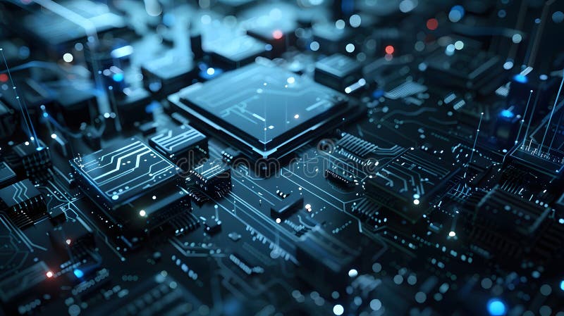 Motherboard with CPU Socket. Computer Hardware Chipset Components Close ...