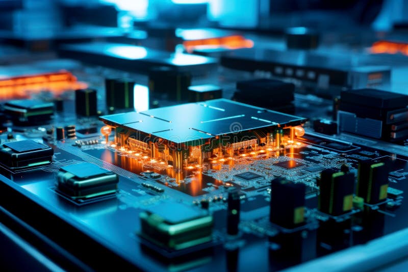 Motherboard with Electronic Components. Powerful Processor. Development ...