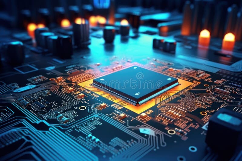 Motherboard with Electronic Components. Powerful Processor. Development ...